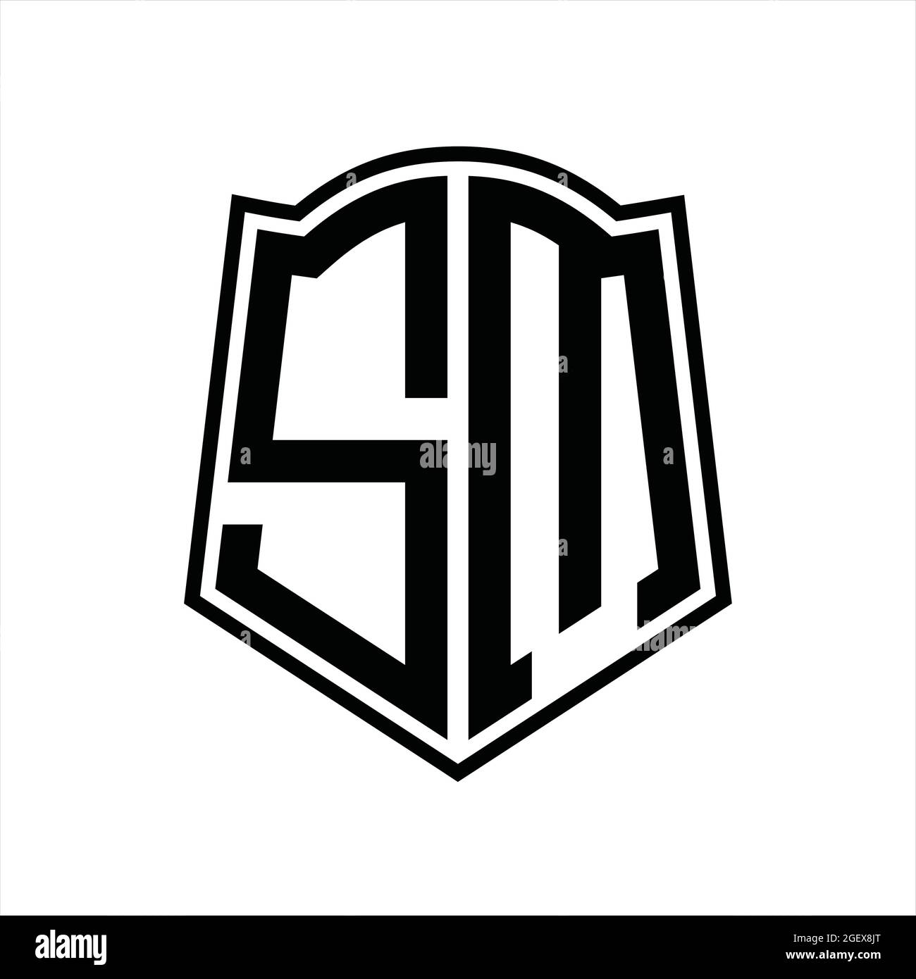 SM Logo monogram with shield shape outline design template isolated in ...