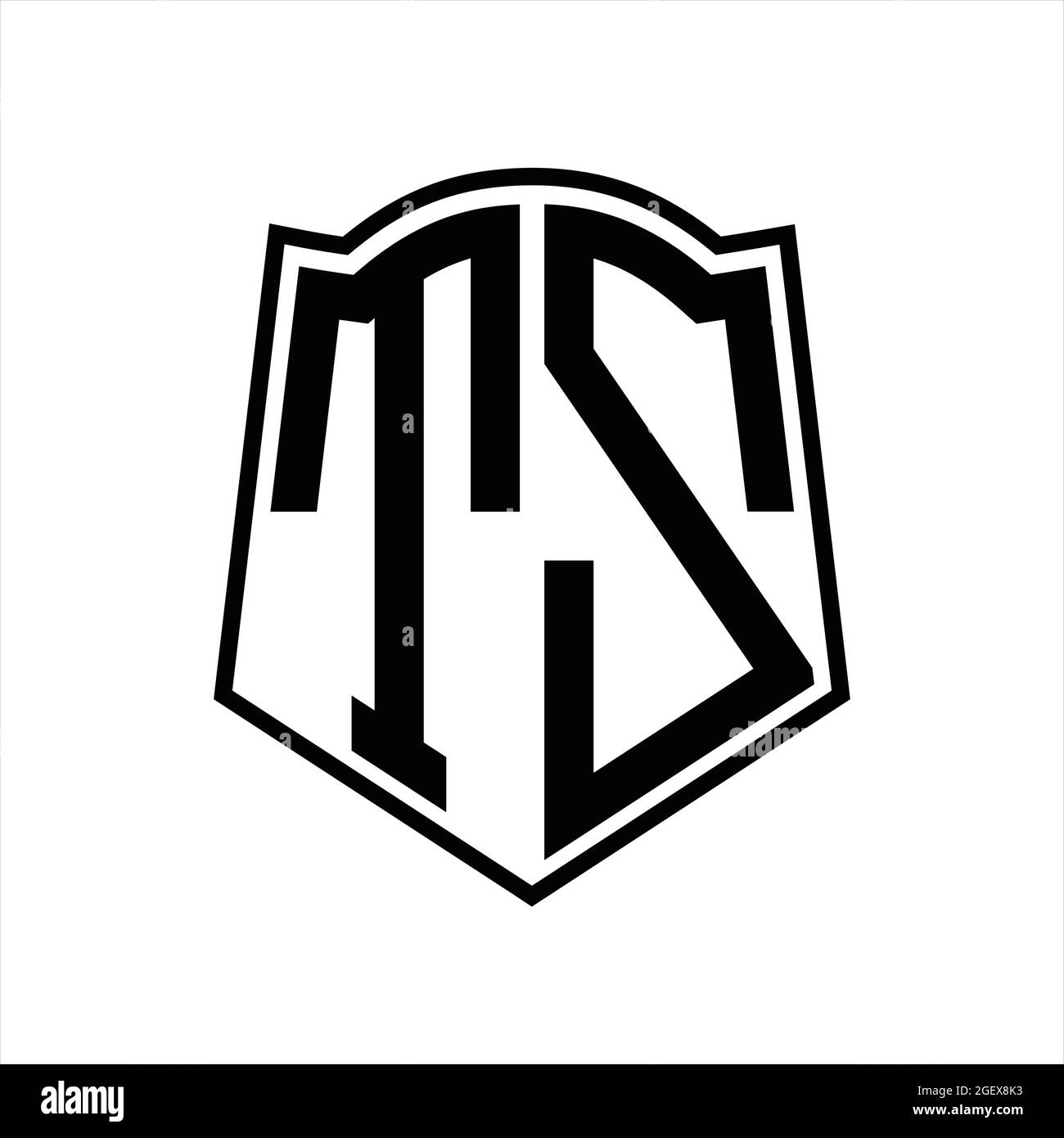 TZ Logo monogram with shield shape outline design template isolated in white background Stock ...