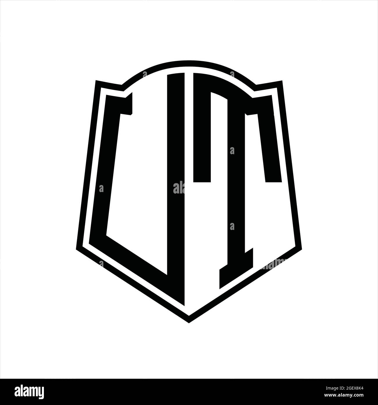 UT Logo monogram with shield shape outline design template isolated in ...