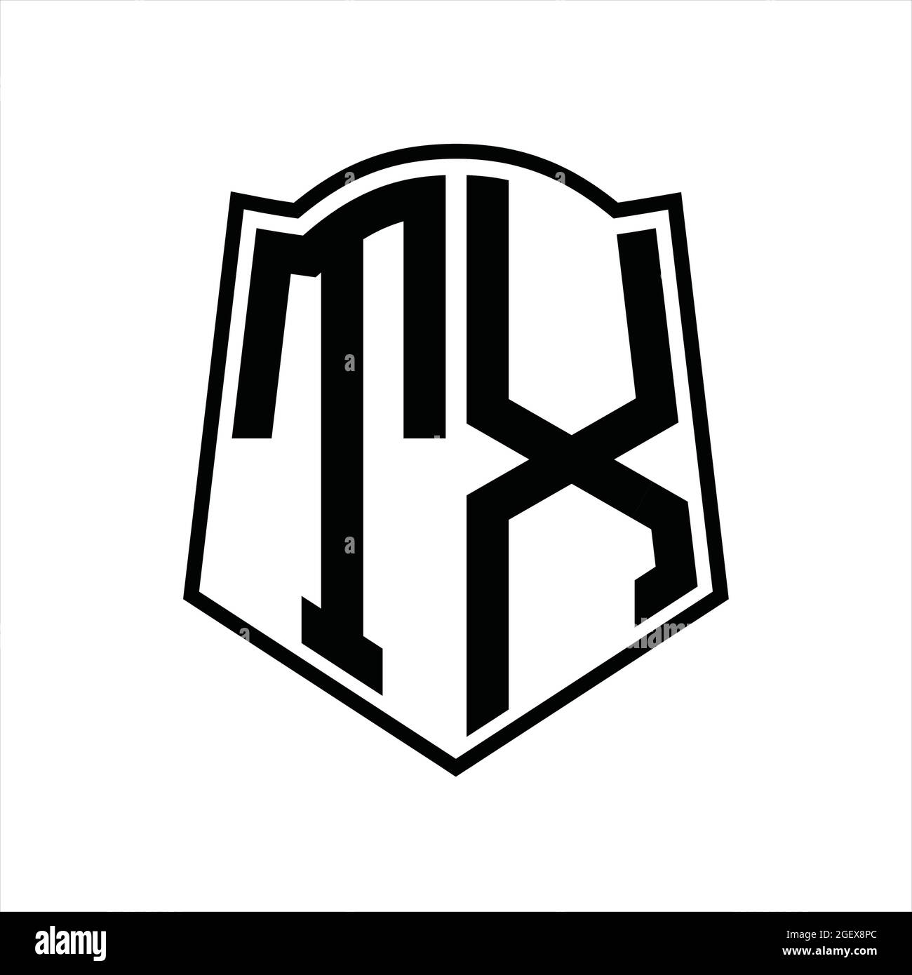 TX Logo monogram with shield shape outline design template isolated in ...