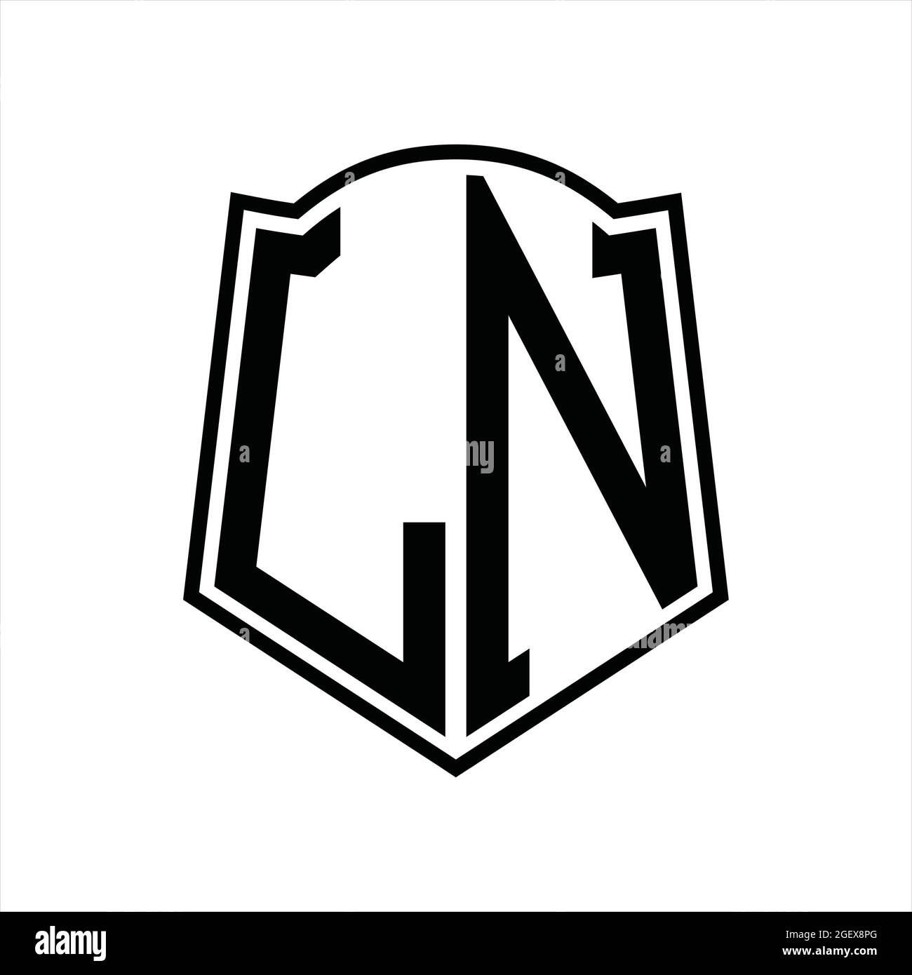 LN Logo monogram with shield shape outline design template isolated in ...
