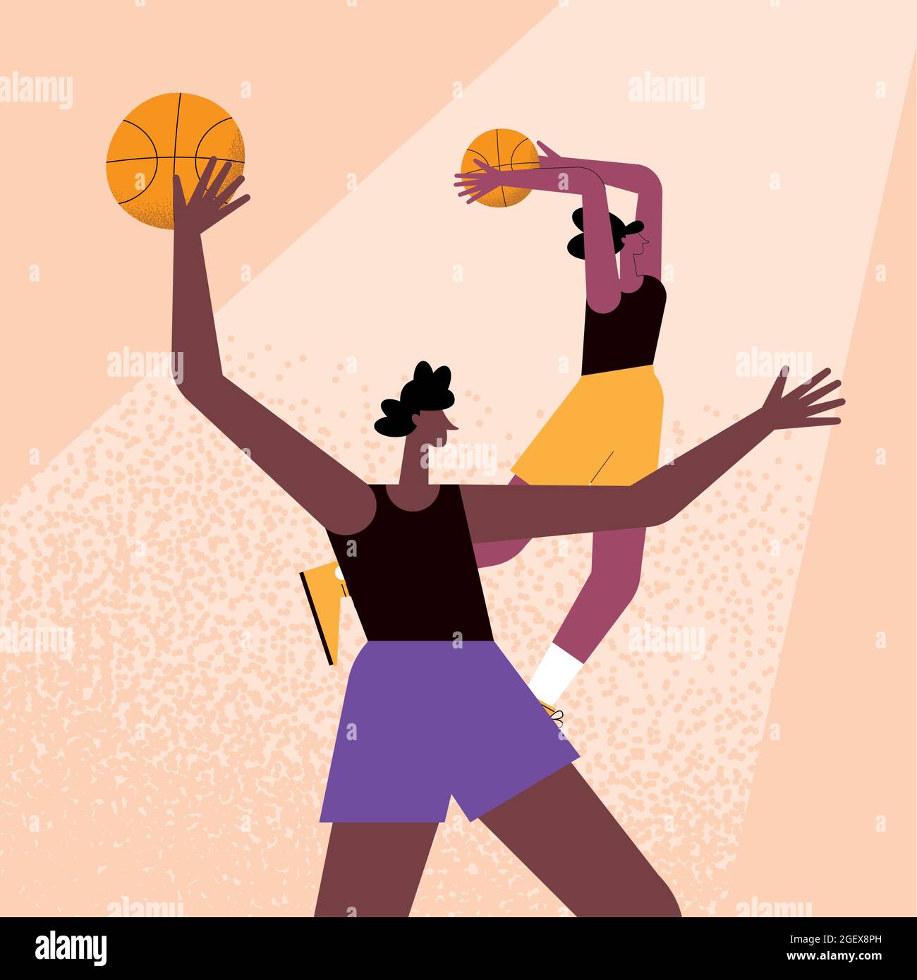 athletes couple playing basketball characters Stock Vector Image & Art ...