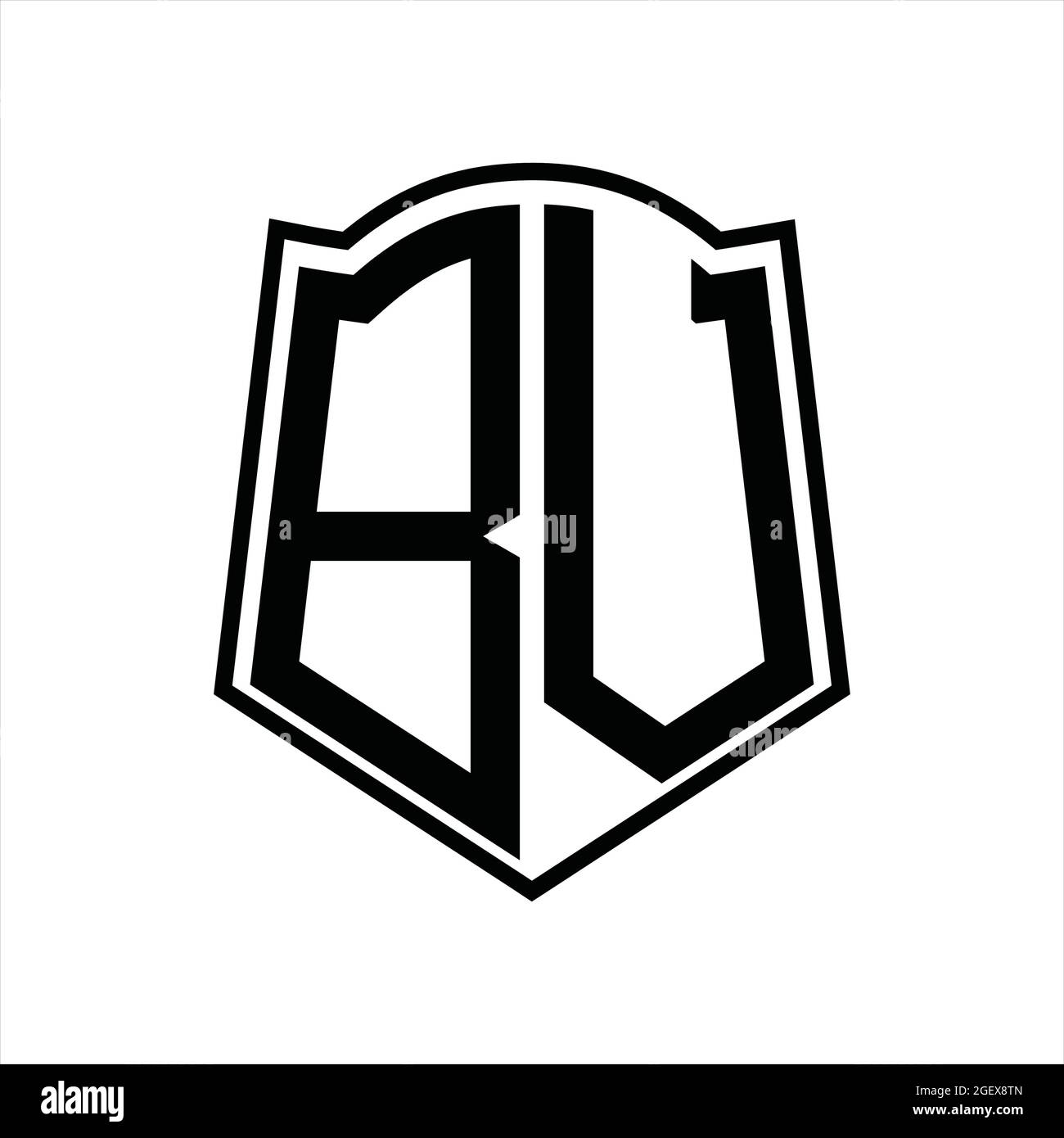 Logo monogram with shield shape outline design template isolated in ...