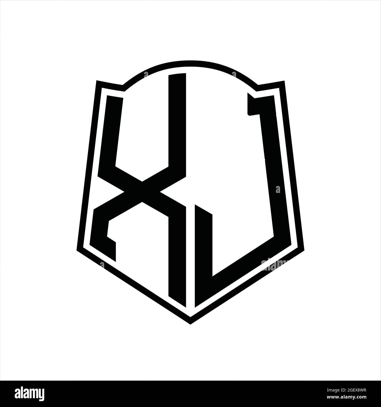 XJ Logo monogram with shield shape outline design template isolated in white background Stock ...