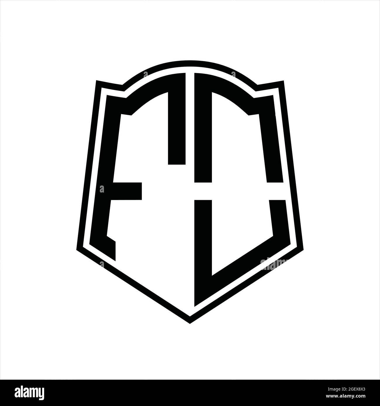 Logo monogram with shield shape outline design template isolated in ...