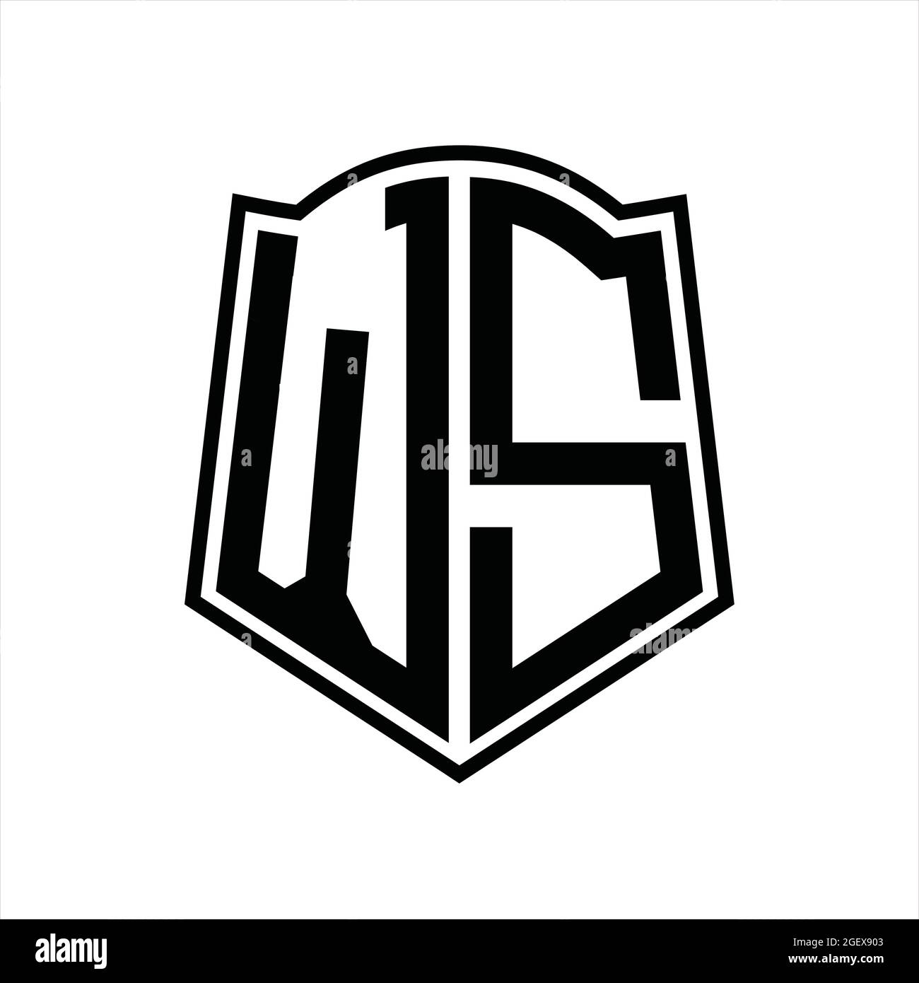 WS Logo monogram with shield shape outline design template isolated in ...