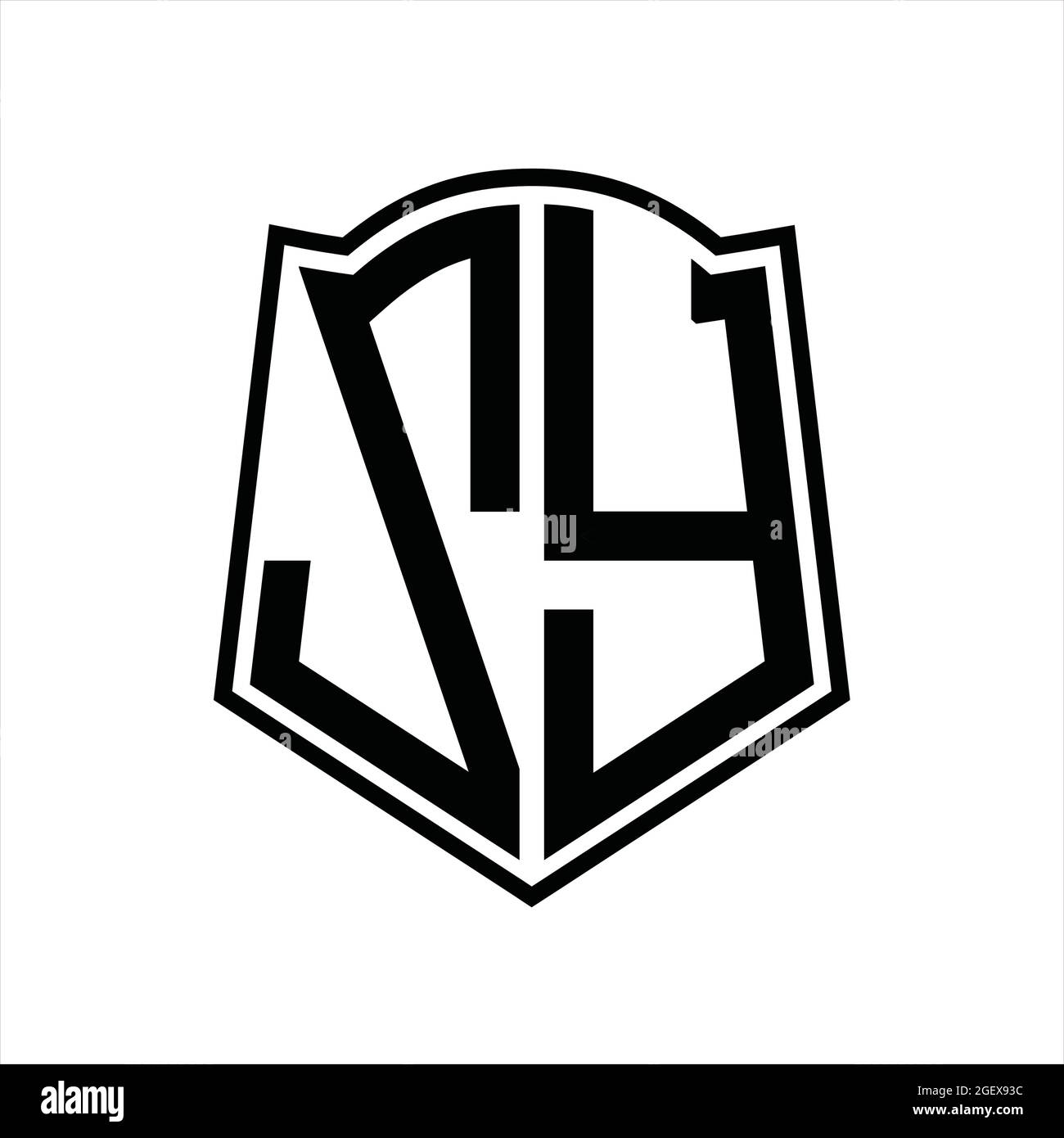 ZY Logo monogram with shield shape outline design template isolated in ...