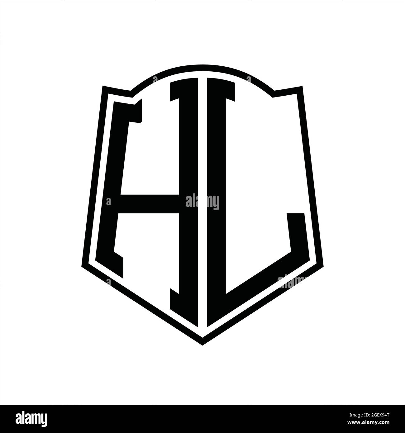 HL Logo monogram with shield shape outline design template isolated in ...