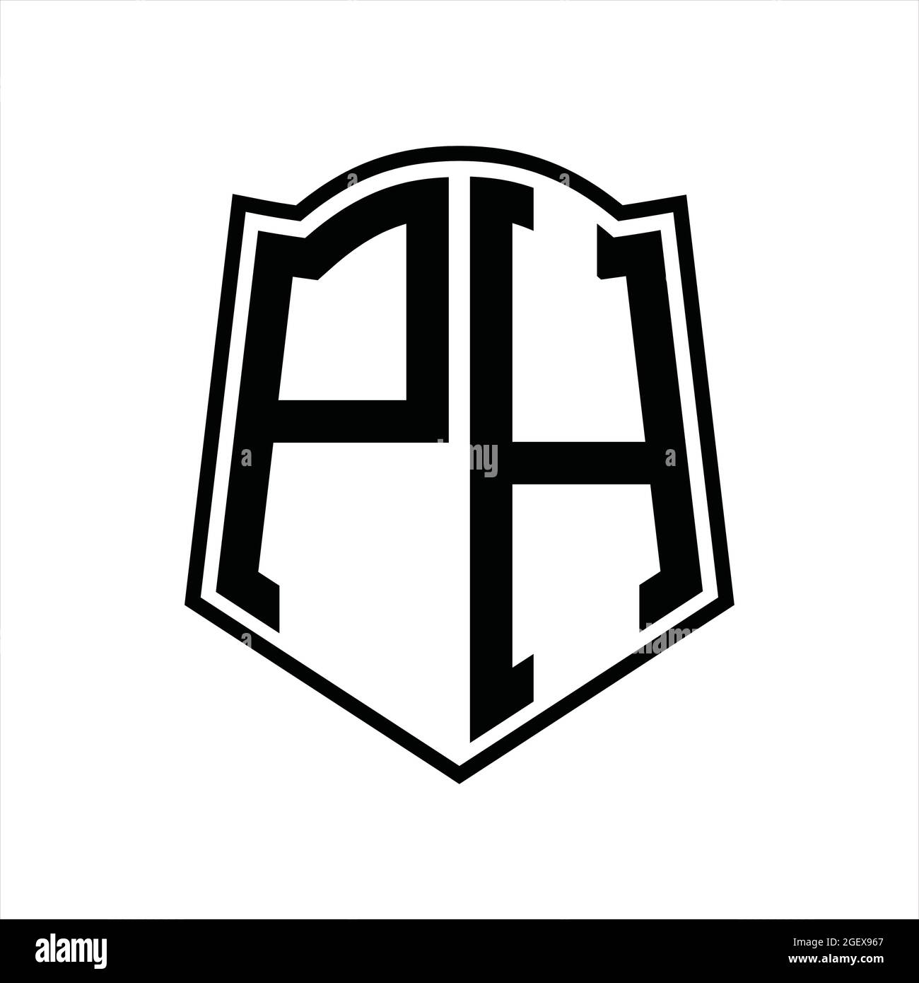 PH Logo monogram with shield shape outline design template isolated in ...