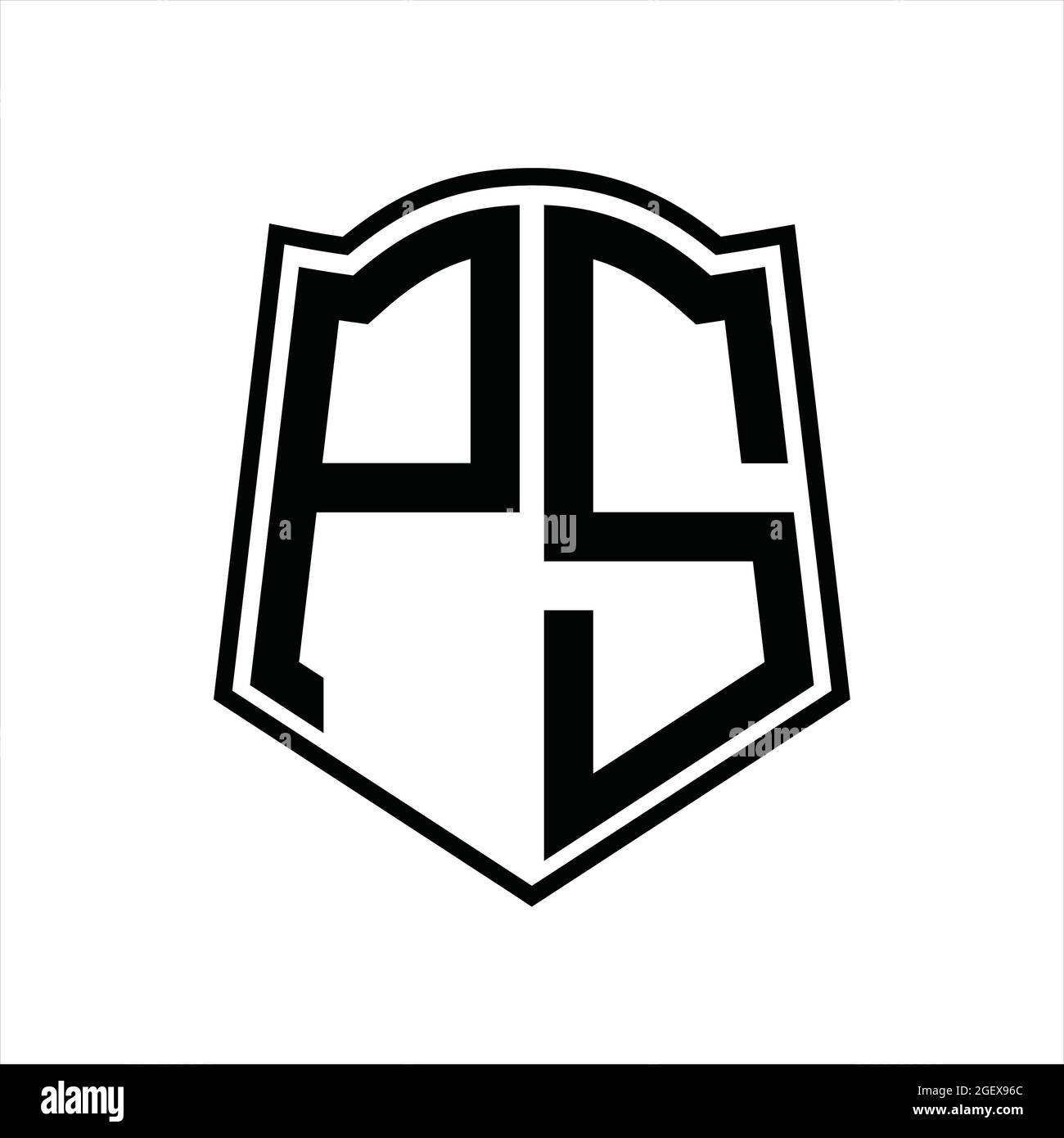PS Logo monogram with shield shape outline design template isolated in ...