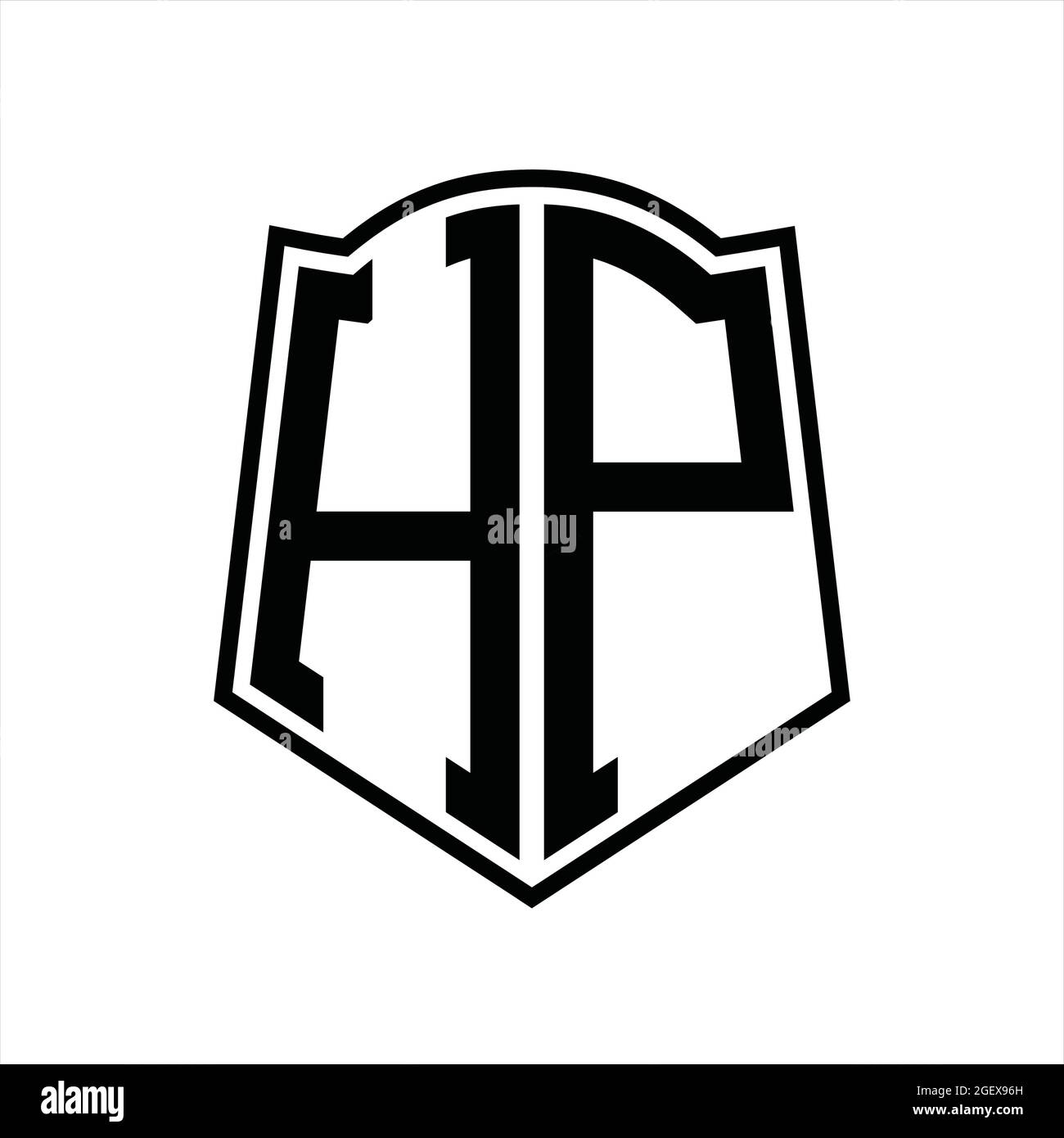 HP Logo monogram with shield shape outline design template isolated in ...