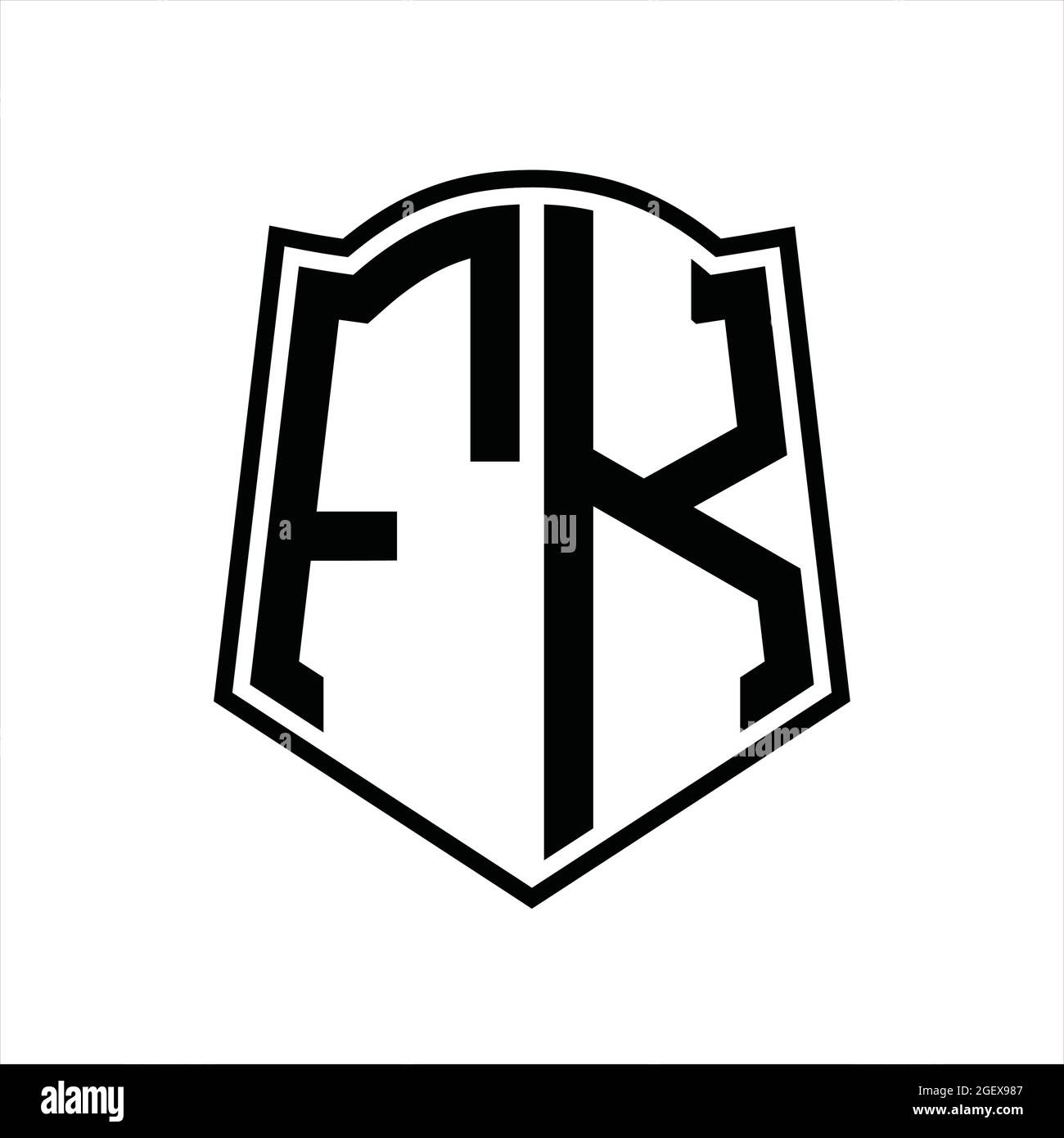 Logo monogram with shield shape outline design template isolated in ...