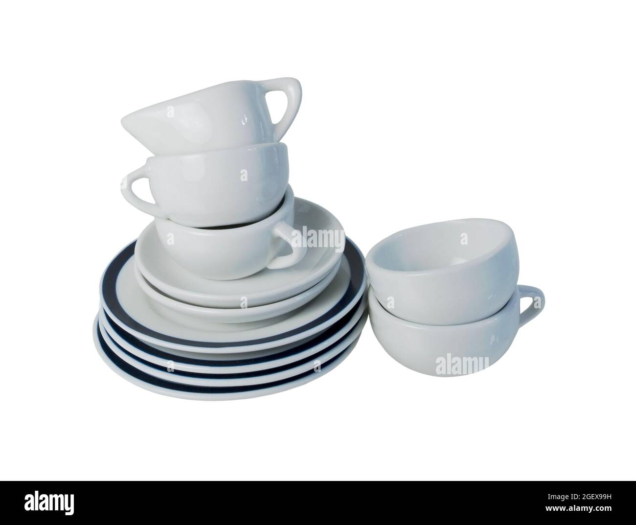 Stack of porcelain Plates and Cups - path included Stock Photo - Alamy
