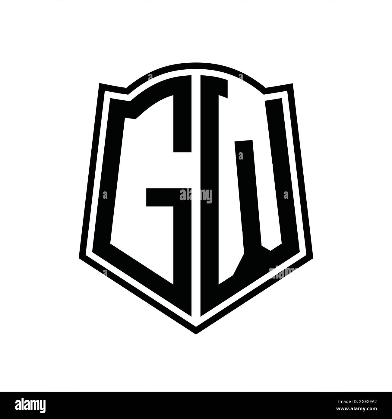 Logo monogram with shield shape outline design template isolated in ...