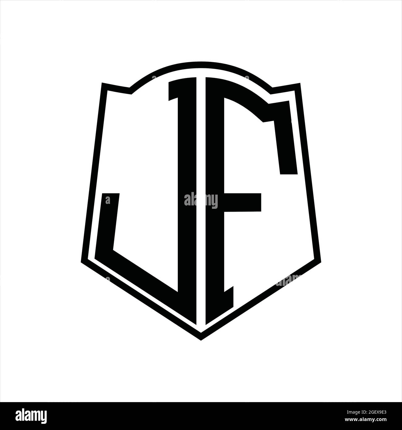 JF Logo monogram with shield shape outline design template isolated in ...