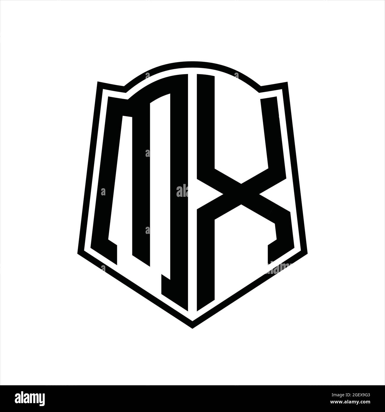 MX Logo monogram with shield shape outline design template isolated in white background Stock ...
