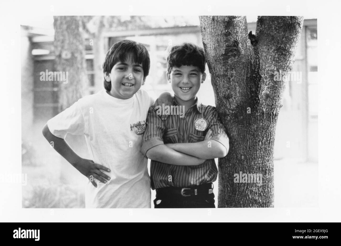 Austin Texas USA, circa 1989: Hispanic 5th grade friends pose outside ...