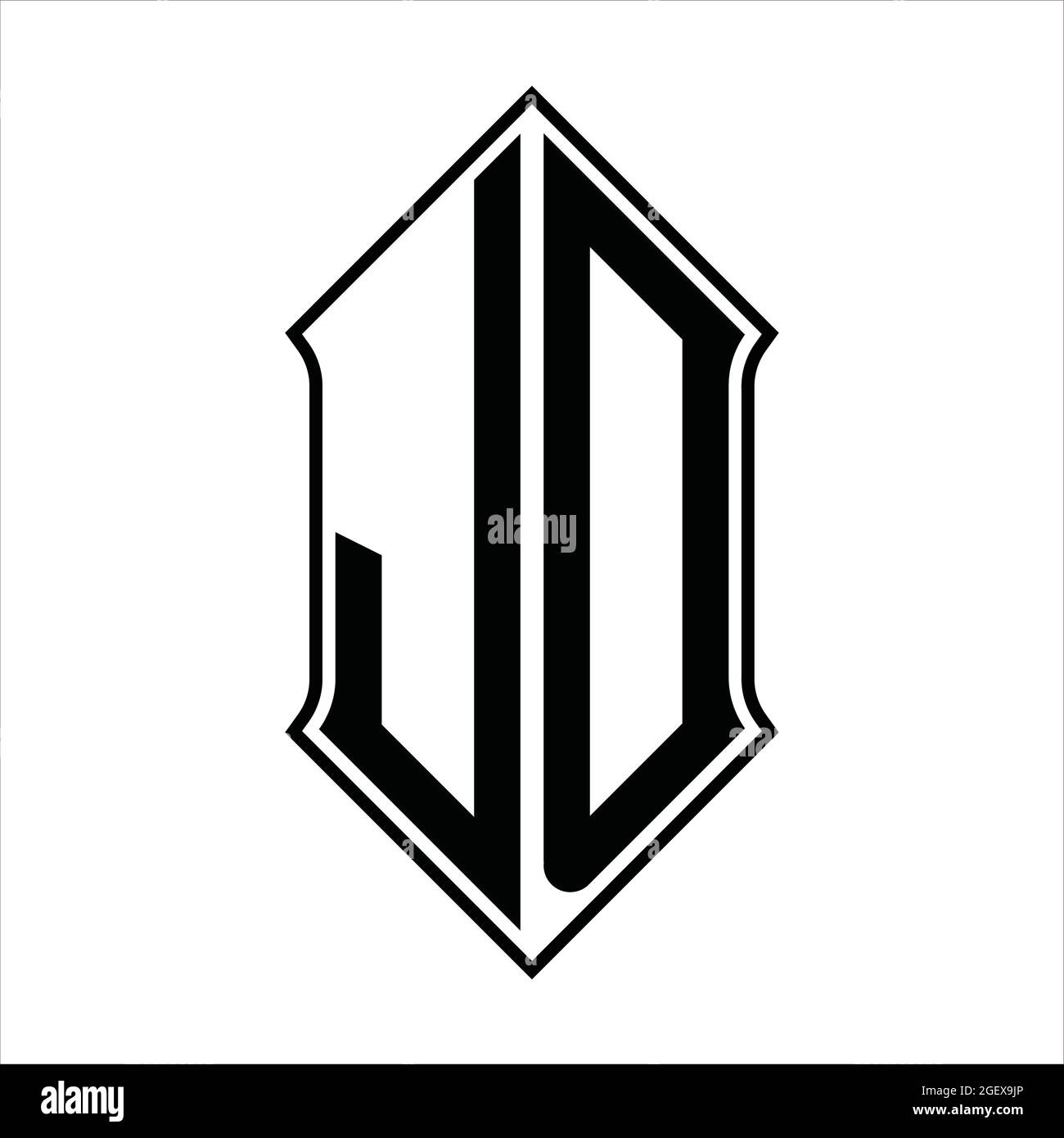 JD Logo monogram with shieldshape and black outline design template ...