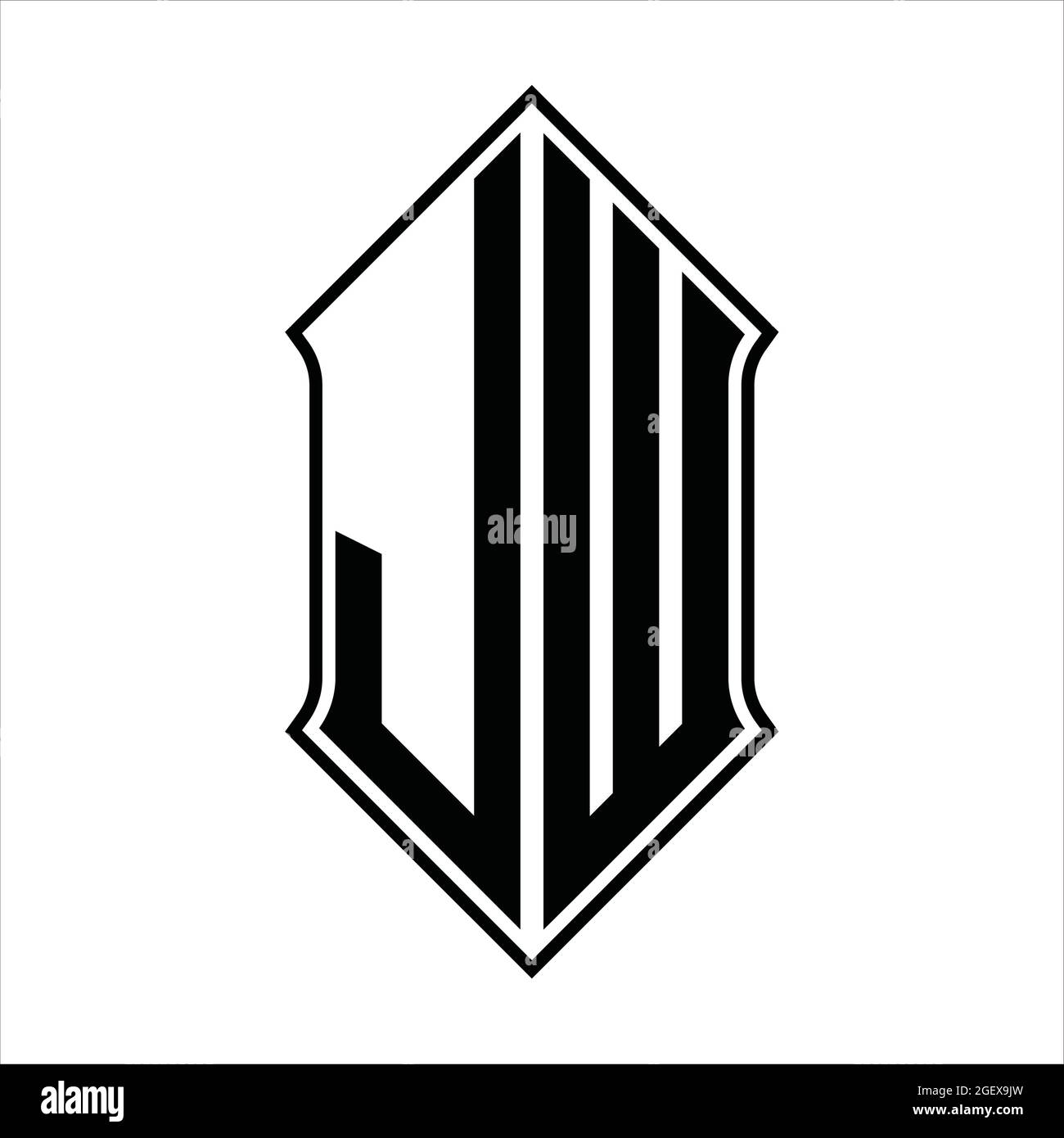 JW Logo monogram with shieldshape and black outline design template ...