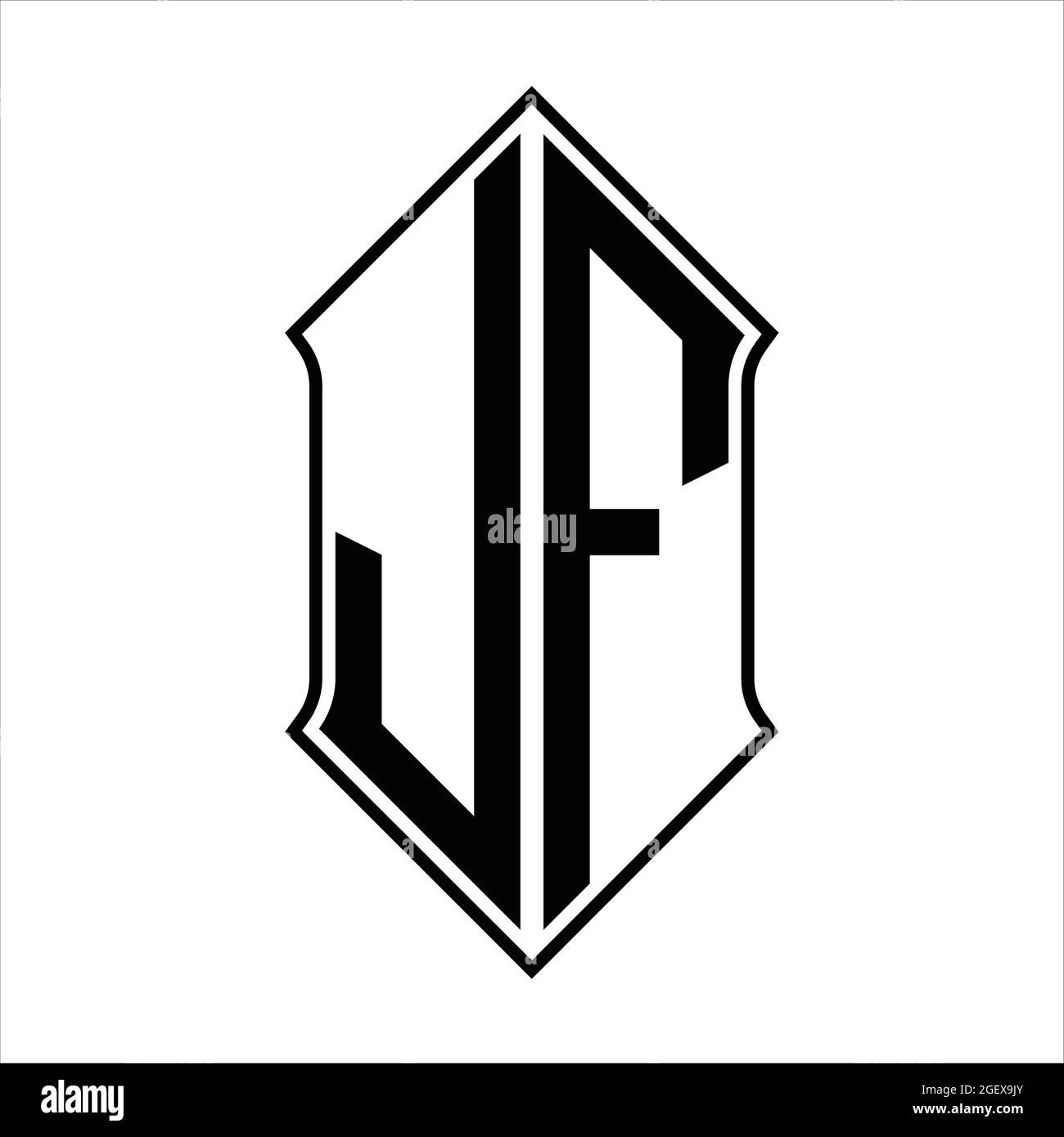 JF Logo monogram with shieldshape and black outline design template ...