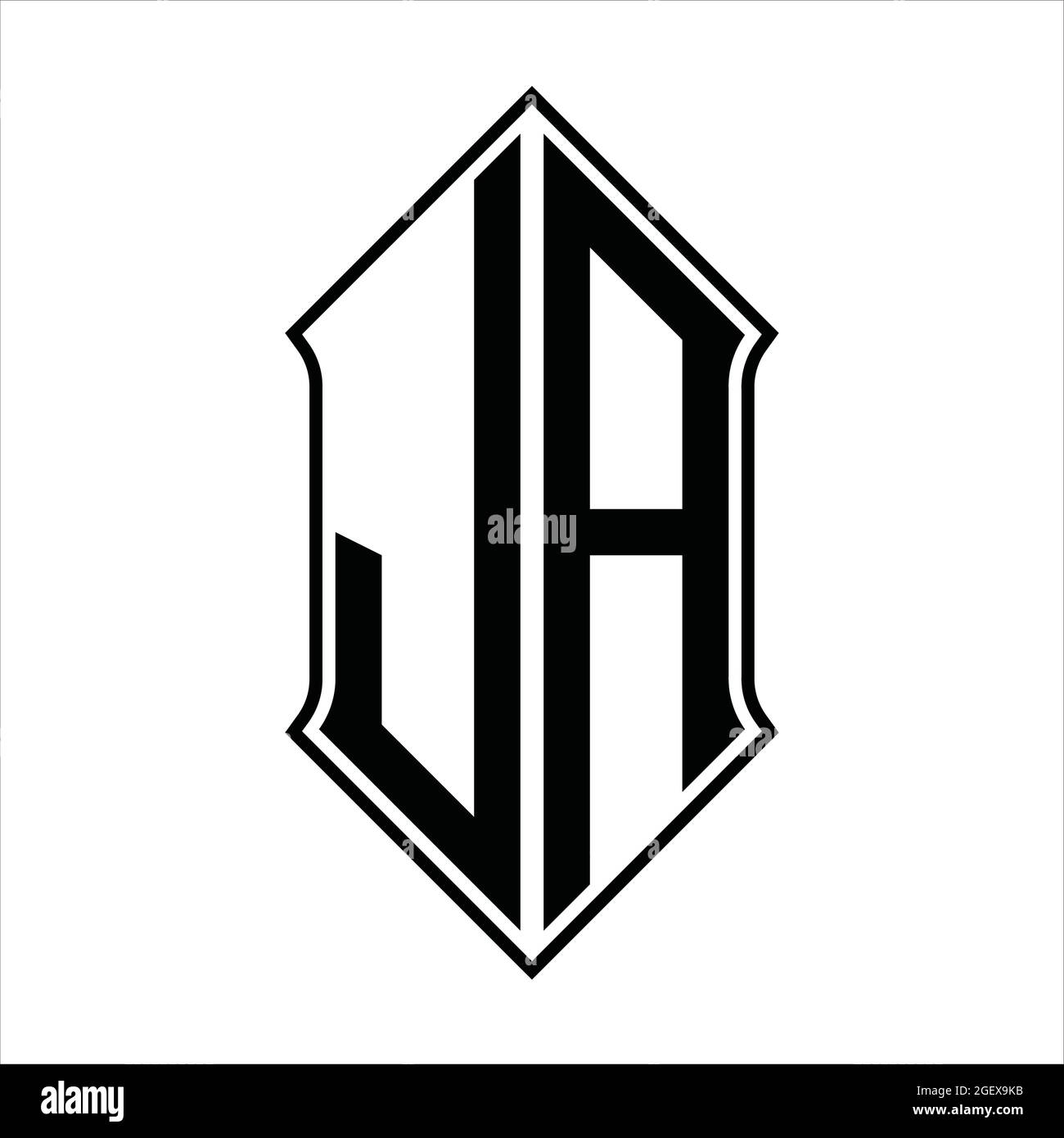 JA Logo monogram with shieldshape and black outline design template ...