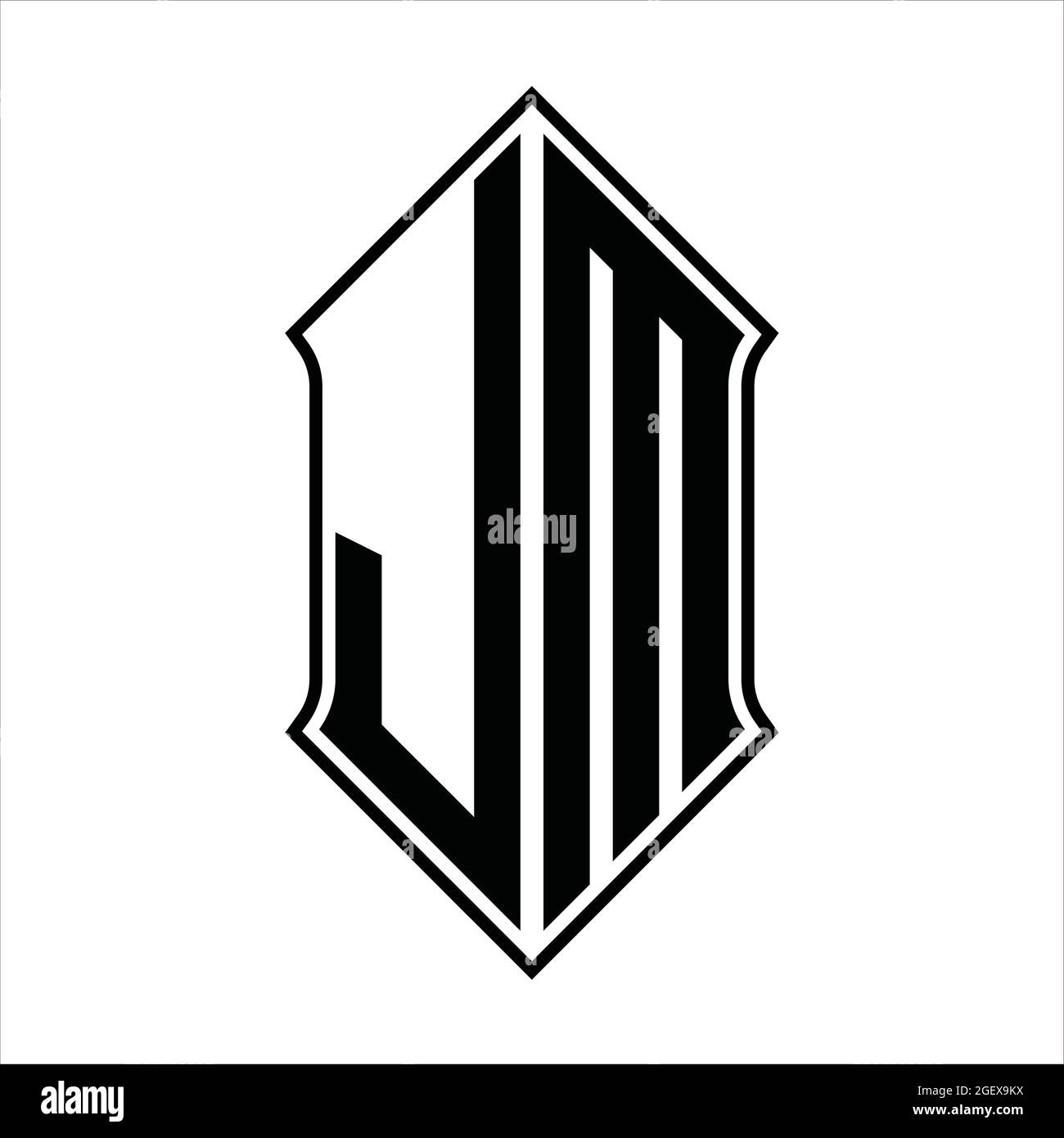 JM Logo monogram with shieldshape and black outline design template ...