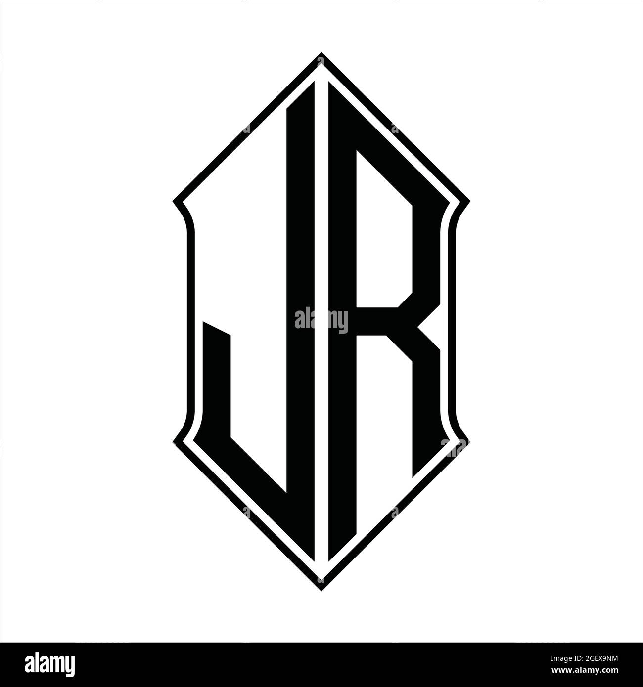 JR Logo monogram with shieldshape and black outline design template ...