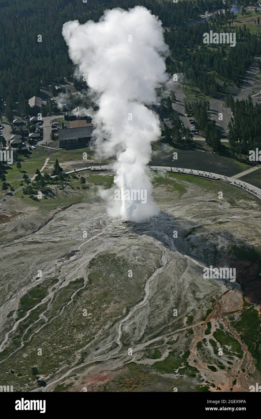 Aerial view of Old Faithful Geyser ; Date: 22 June 2006 Stock Photo - Alamy