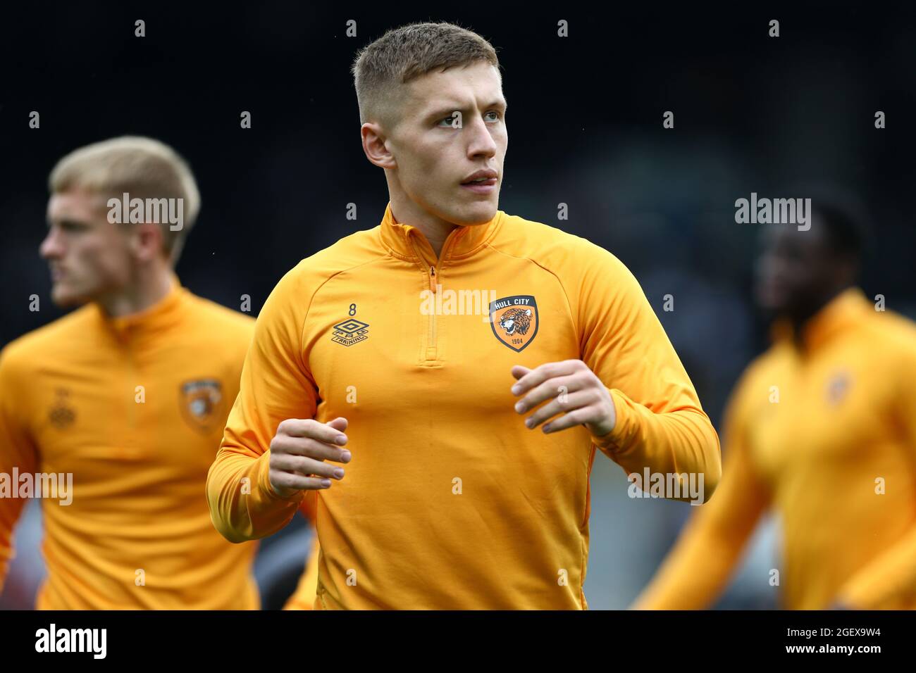 London, UK. 21st Aug, 2021. Greg Docherty #8 of Hull City during the ...