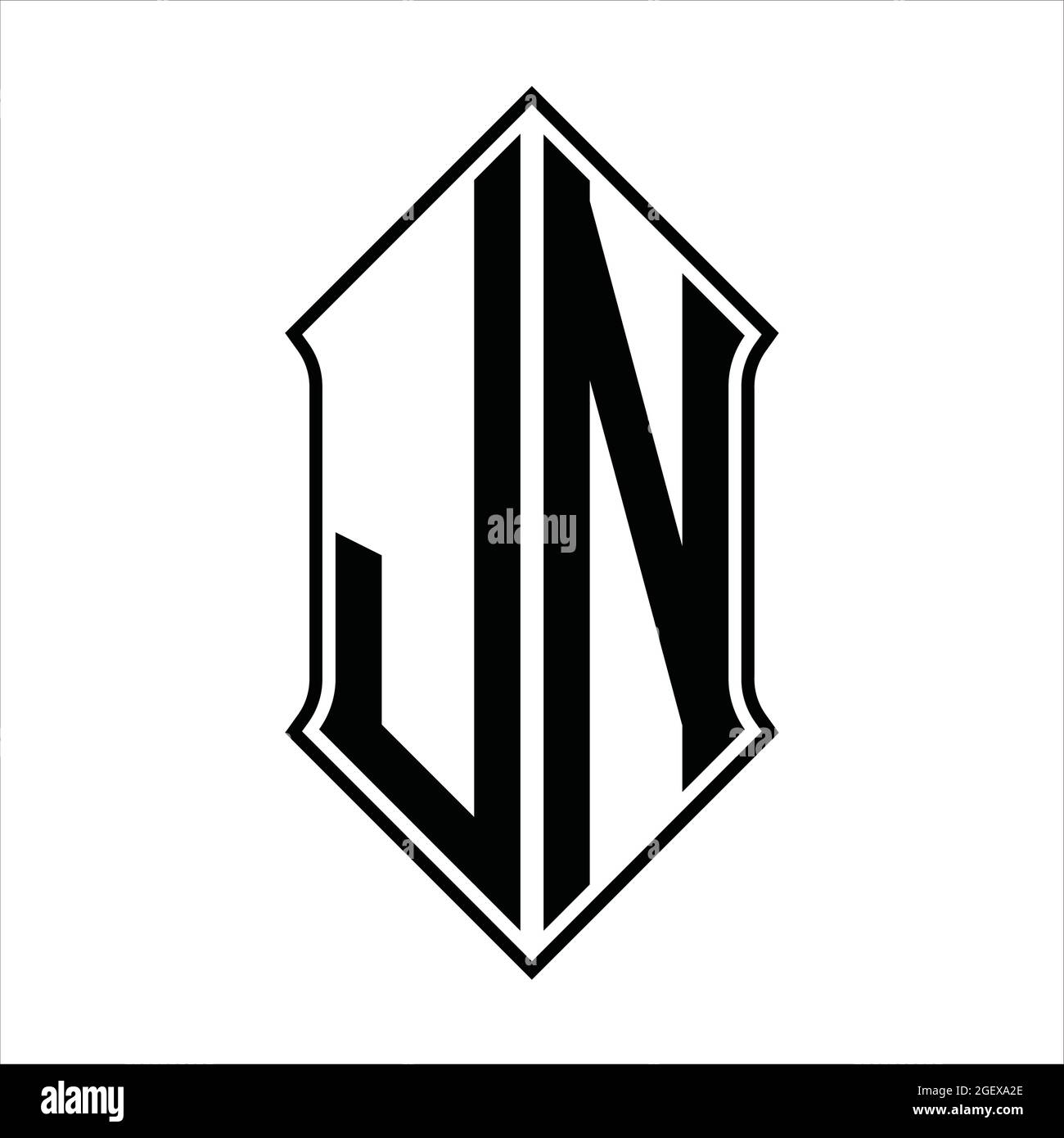 JN Logo monogram with shieldshape and black outline design template ...