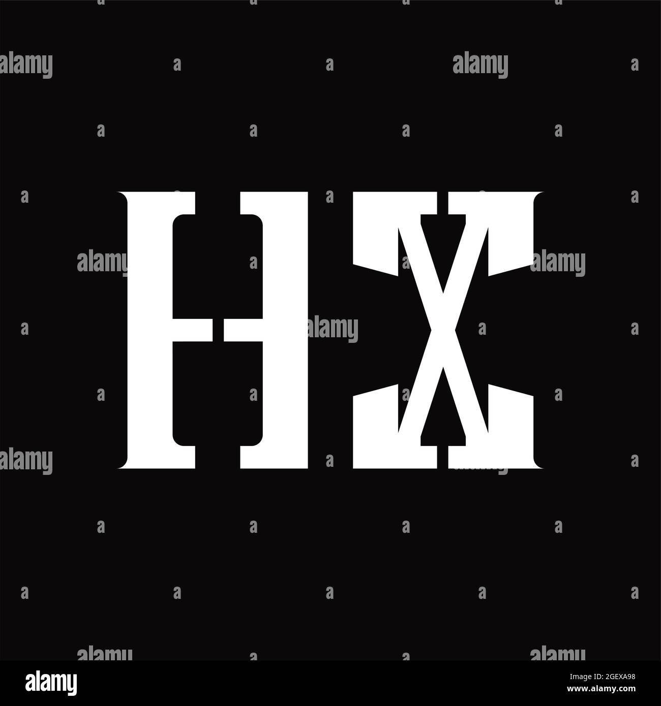 HX Logo monogram with shield shape outline design template isolated in white background Stock ...