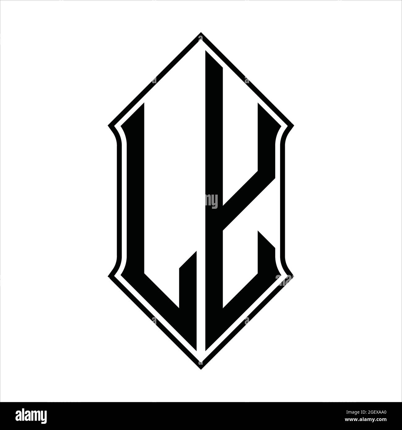 LY Logo monogram with shieldshape and black outline design template ...