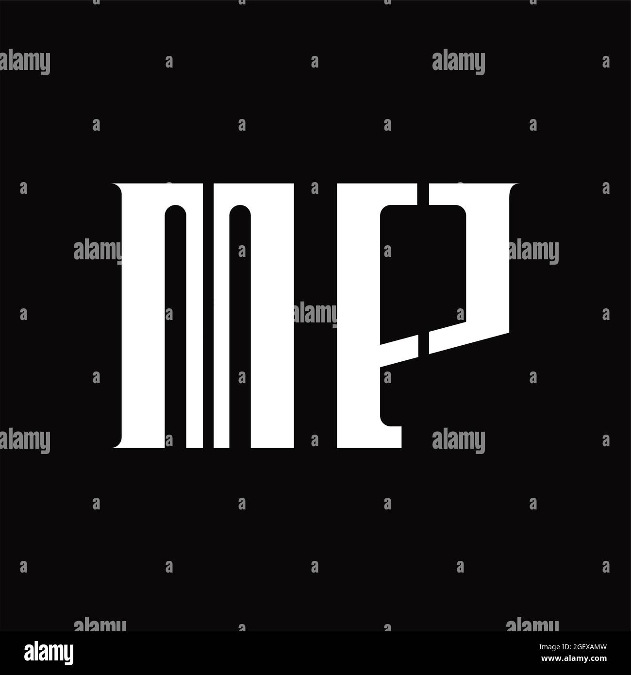 MP Logo monogram with middle slice on blackground design template Stock ...