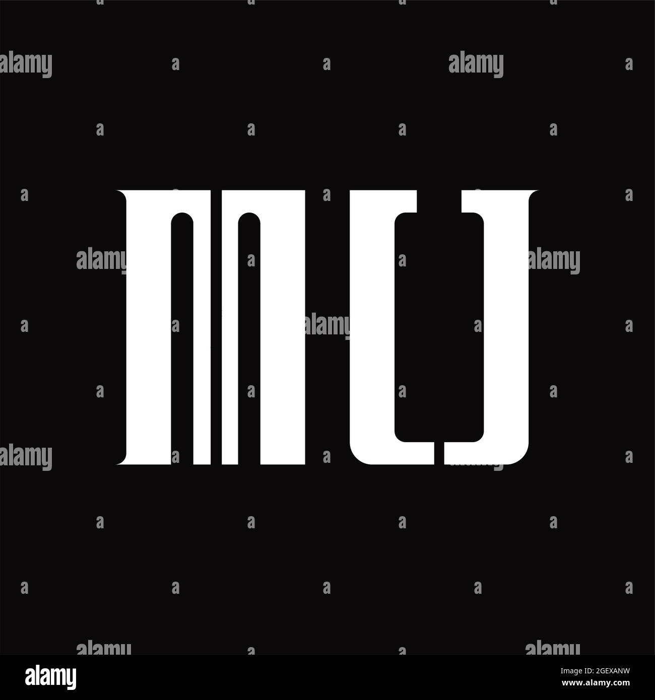 MU Logo monogram with middle slice on blackground design template Stock ...