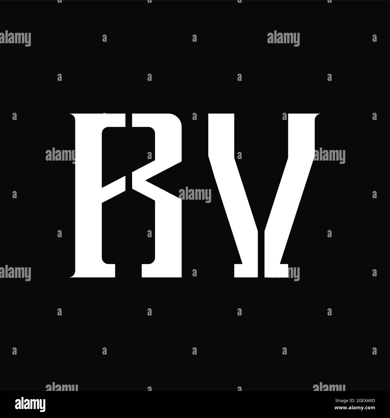RV Logo monogram with middle slice on blackground design template Stock ...