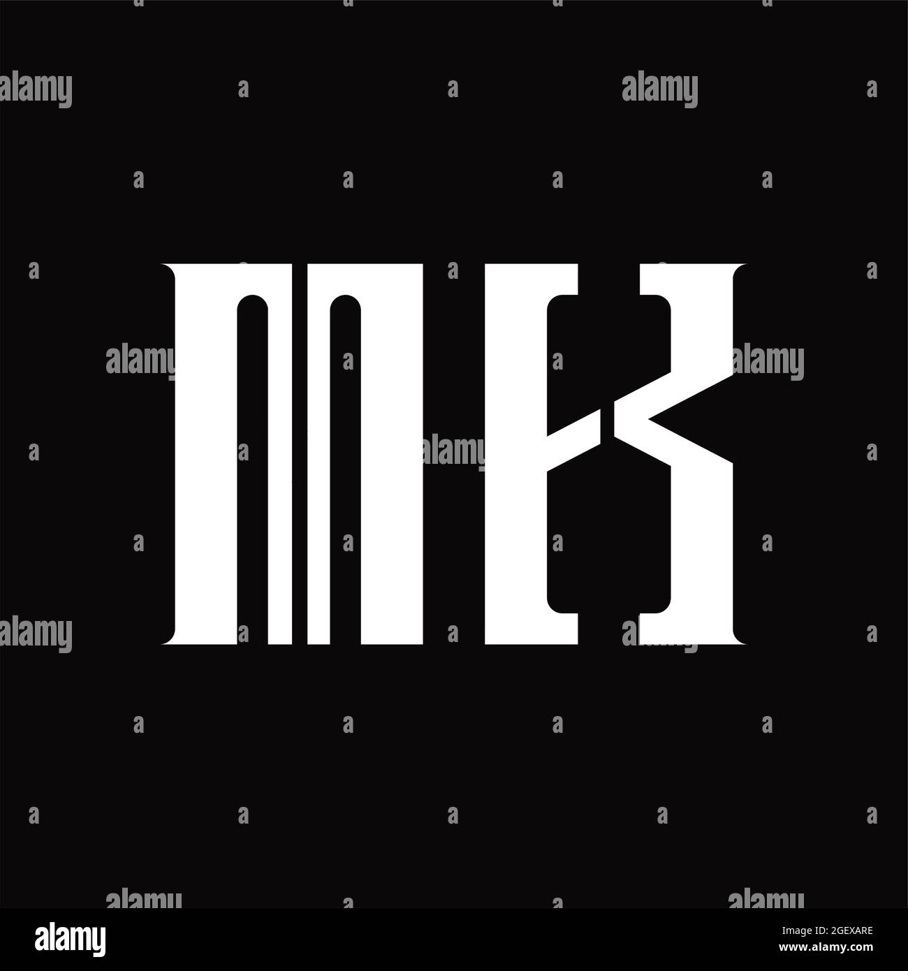 MK Logo monogram with middle slice on blackground design template Stock ...