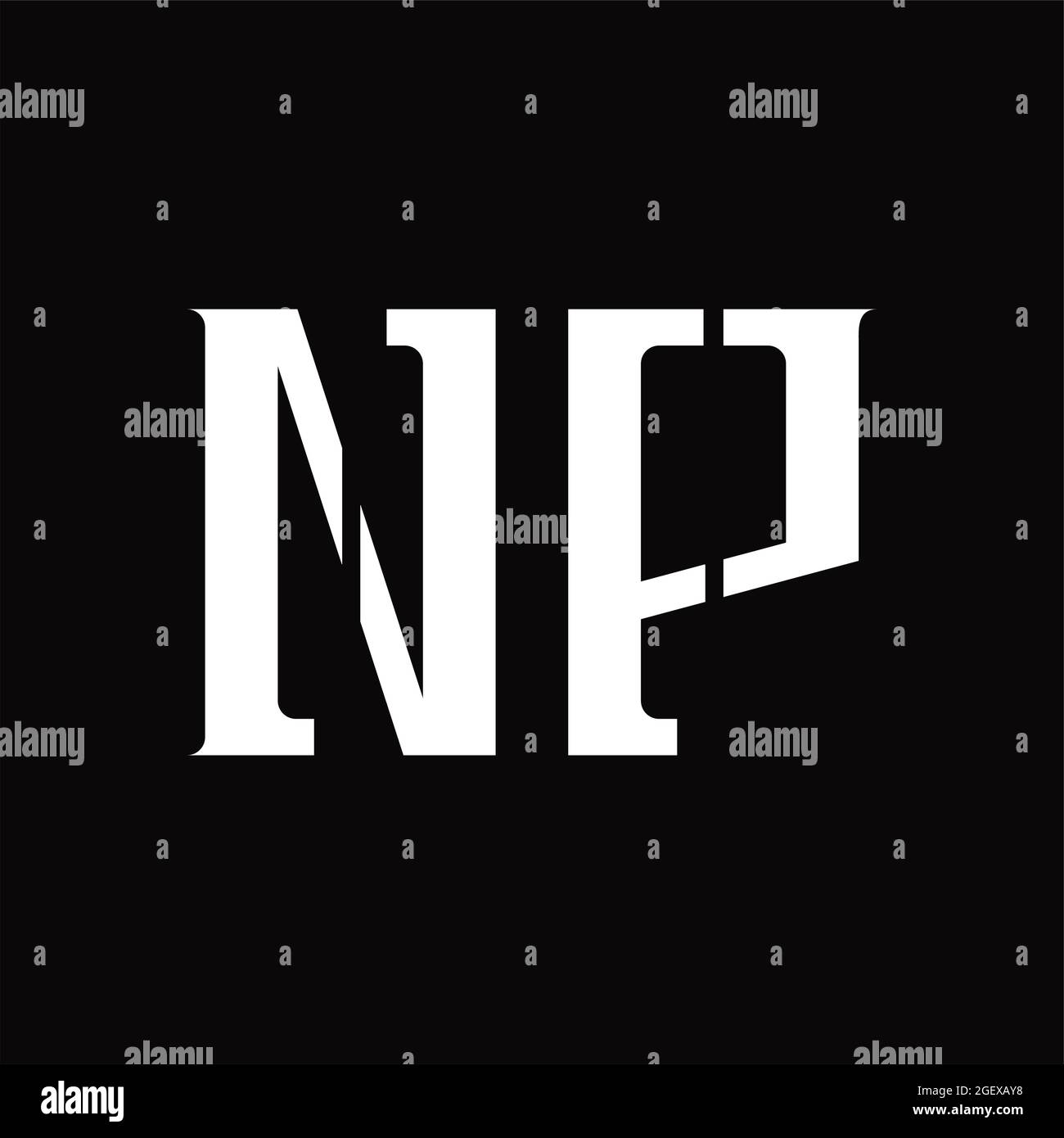NP Logo monogram with middle slice on blackground design template Stock ...