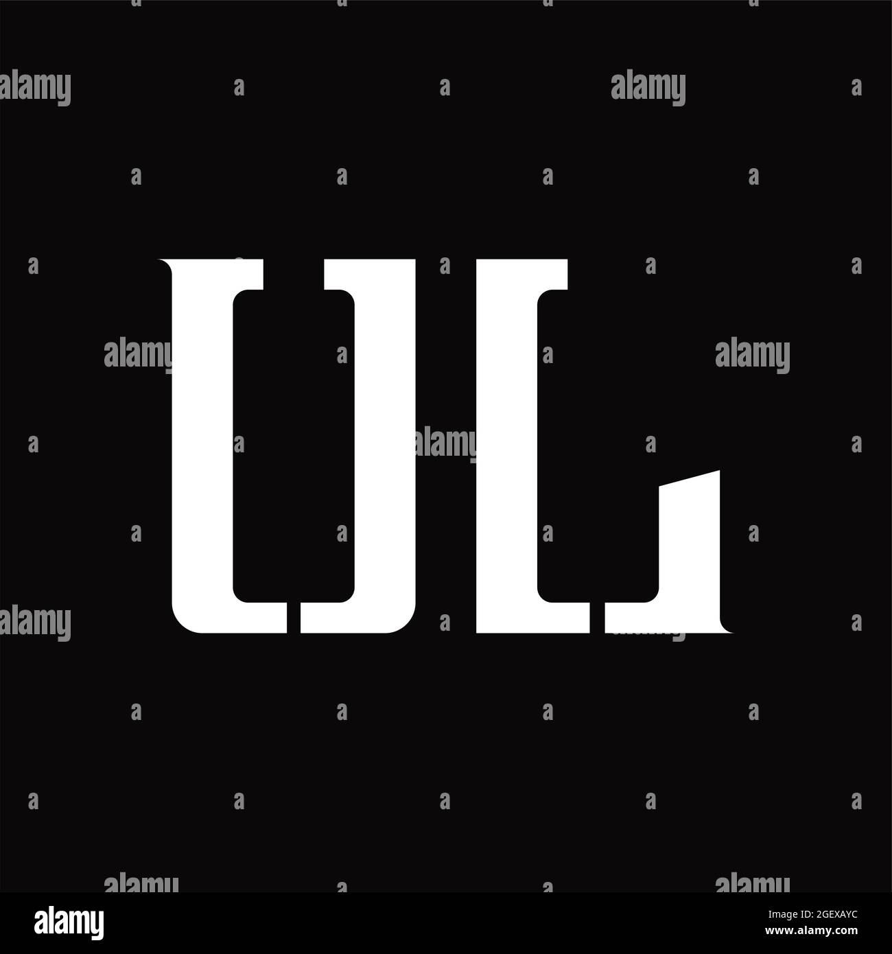 UL Logo monogram with middle slice on blackground design template Stock ...