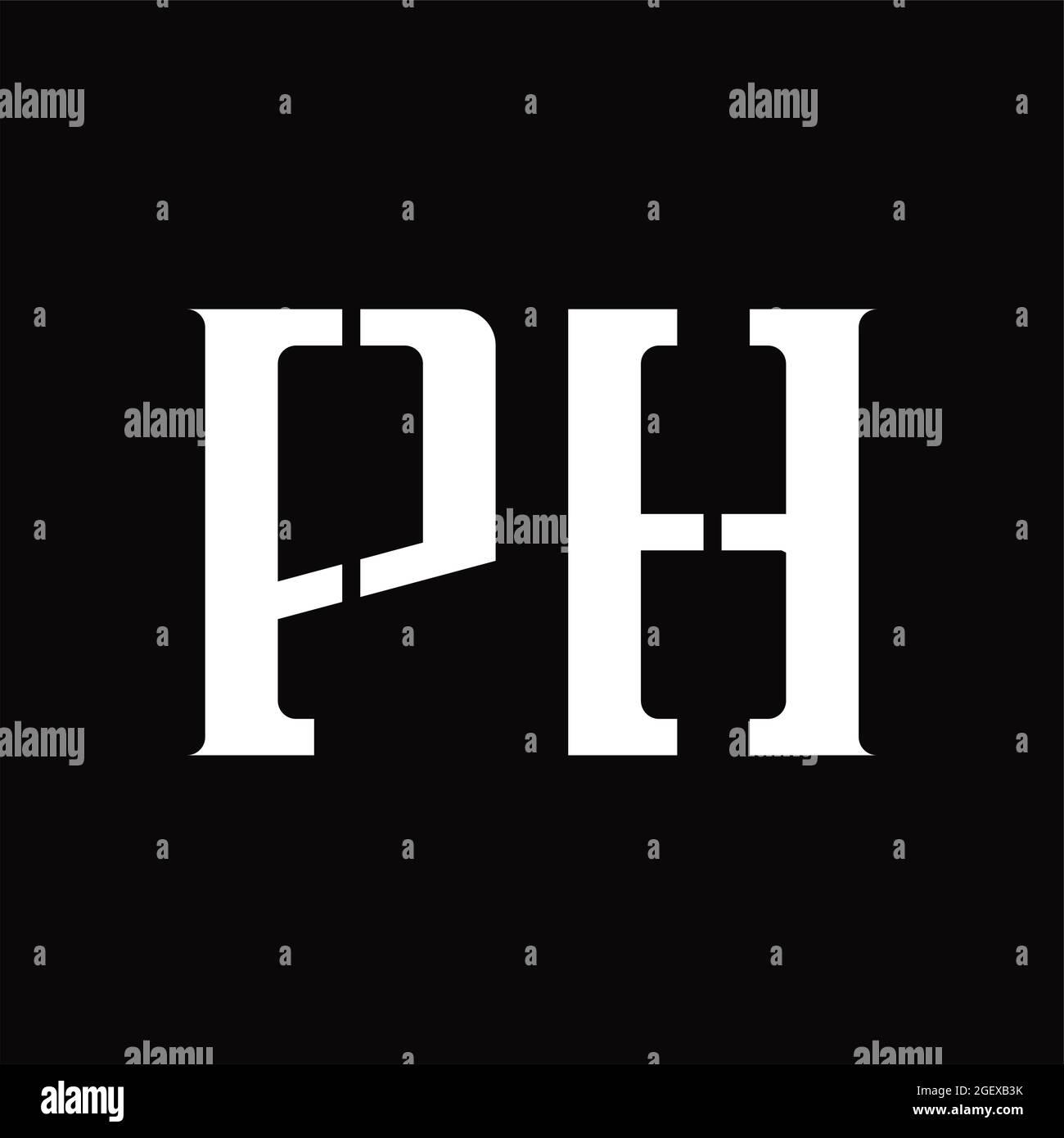 PH Logo monogram with middle slice on blackground design template Stock ...