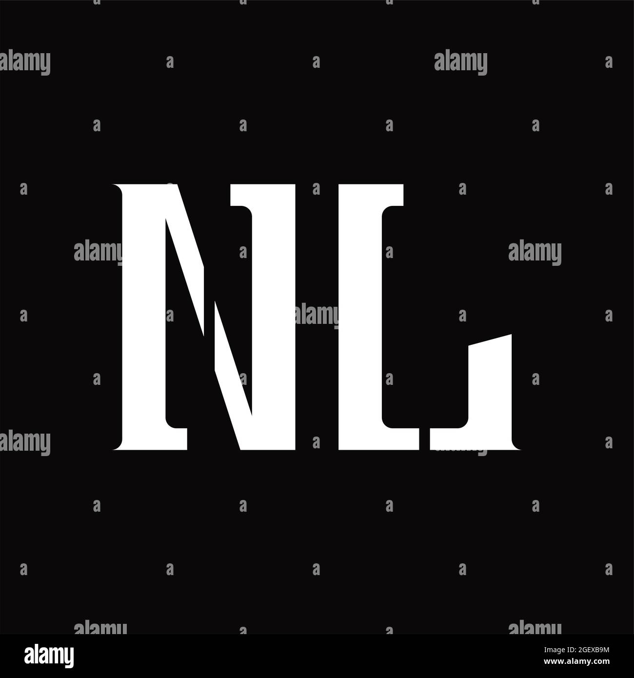 NL Logo monogram with middle slice on blackground design template Stock ...