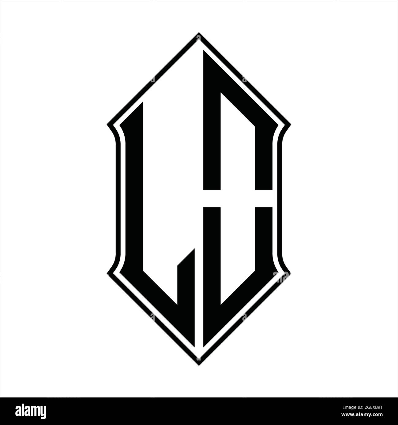 LO Logo monogram with shieldshape and black outline design template ...