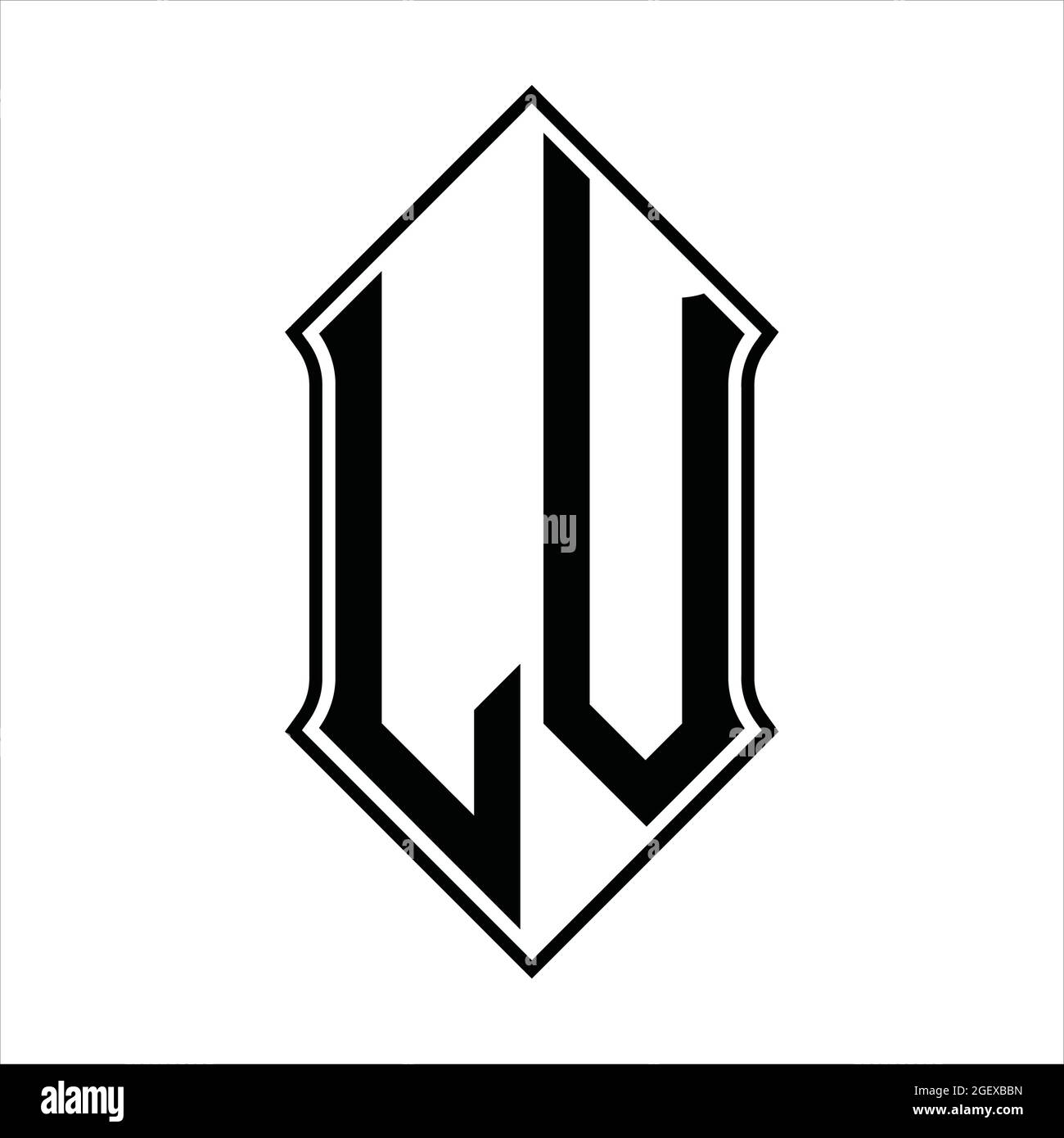 LV Logo monogram with shieldshape and black outline design template ...