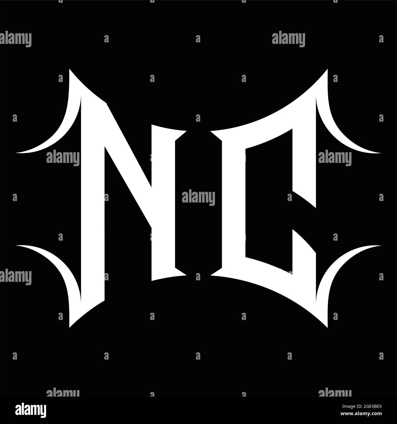 NC Logo monogram with middle slice on blackground design template Stock ...