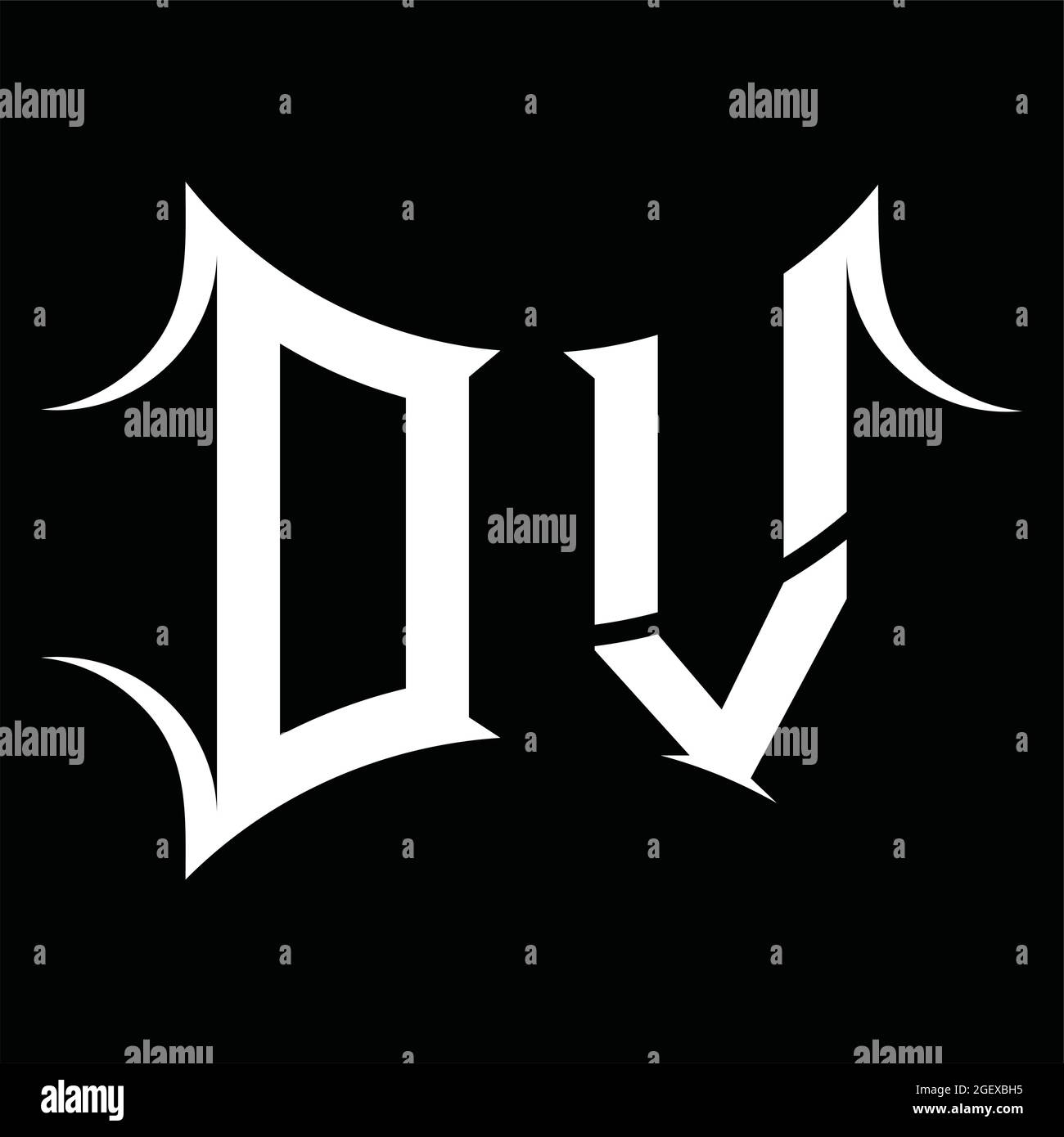 DV Logo monogram with middle slice on blackground design template Stock ...