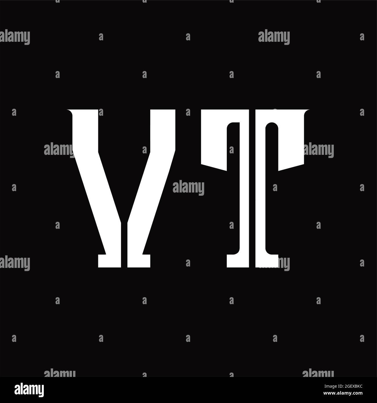 VT Logo monogram with middle slice on blackground design template Stock ...