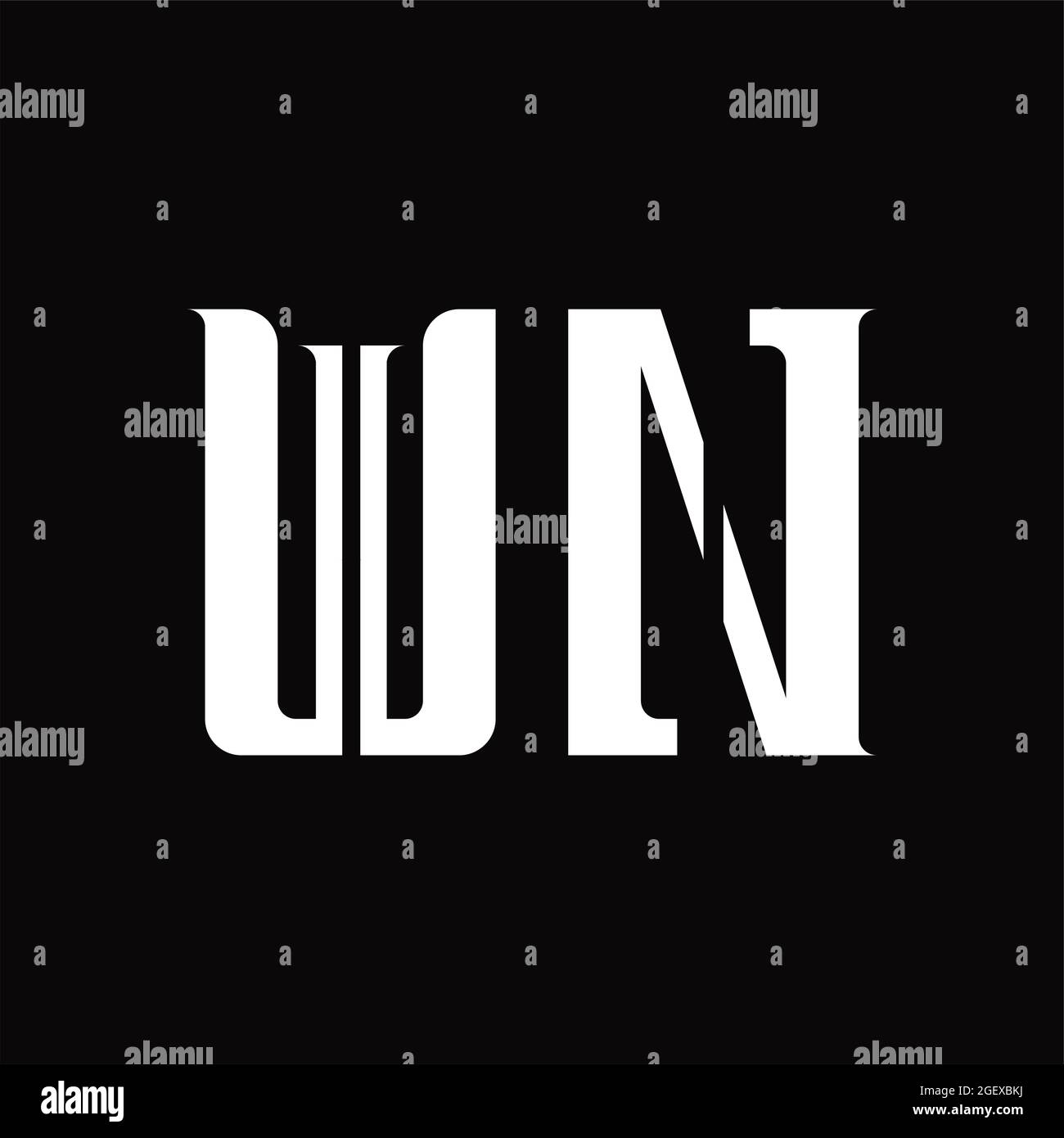 WN Logo monogram with middle slice on blackground design template Stock ...