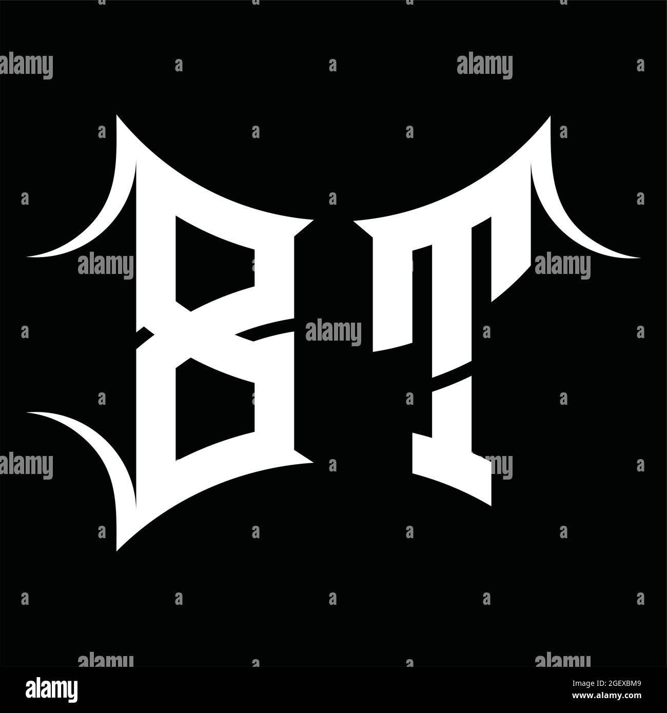 BT Logo monogram with middle slice on blackground design template Stock ...