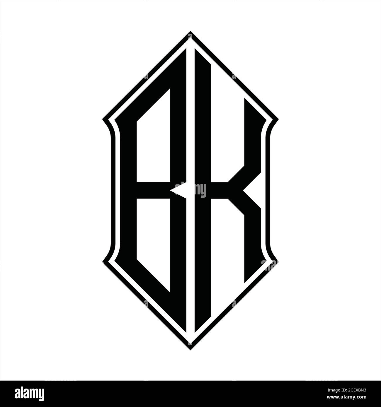 BK Logo monogram with shieldshape and black outline design template ...