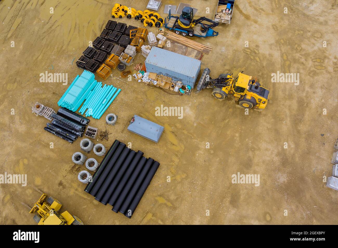 Polyethylene PVC pipes of prepared for laying a to plumbing supply to ...