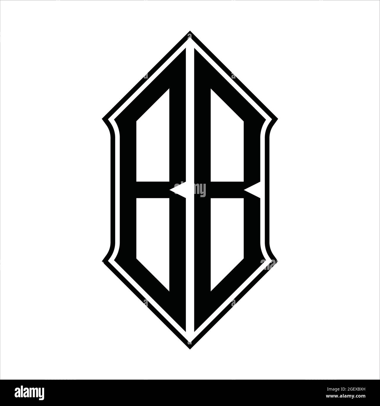 BB Logo monogram with shieldshape and black outline design template ...